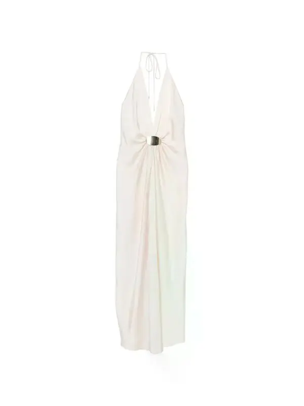 SIMONA CORSELLINI V-neck Maxi Dress - Neutrals