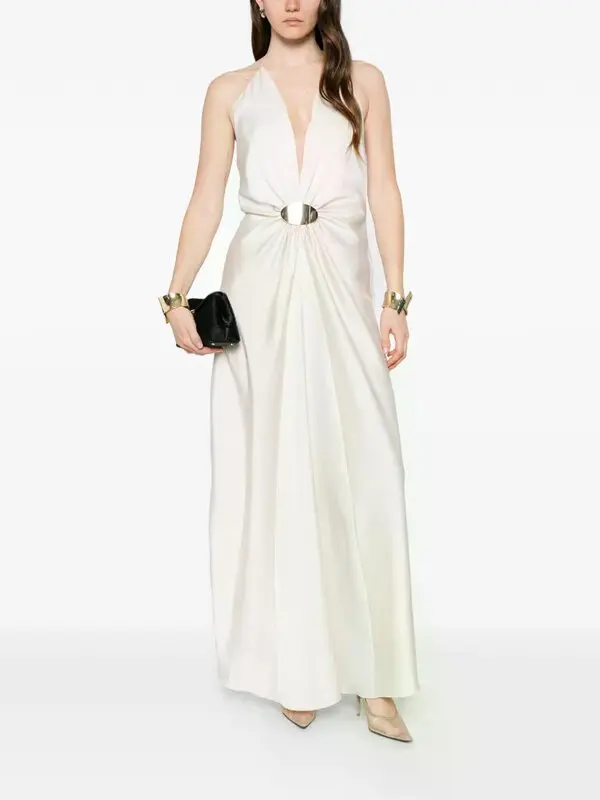 SIMONA CORSELLINI V-neck Maxi Dress - Neutrals