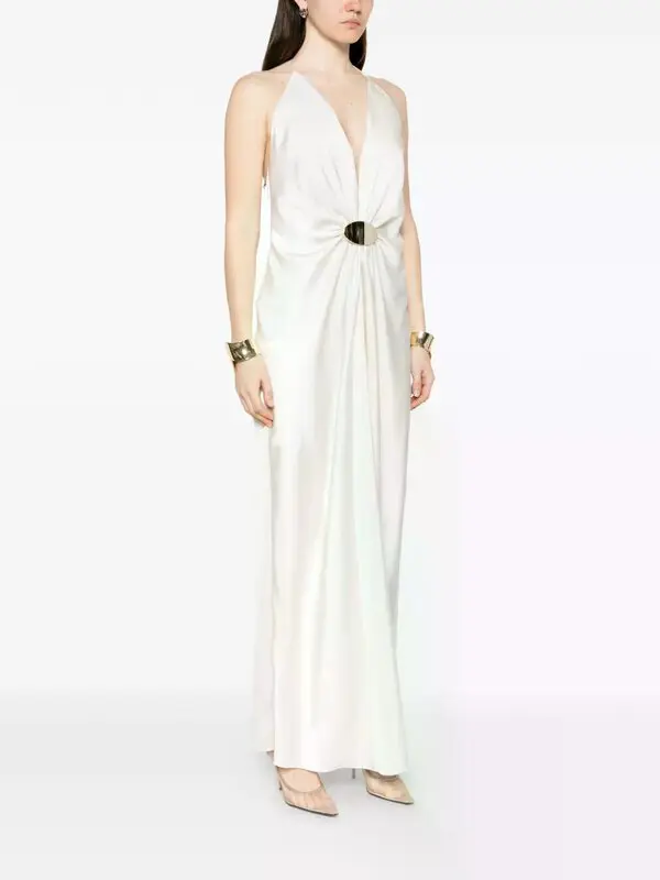 SIMONA CORSELLINI V-neck Maxi Dress - Neutrals