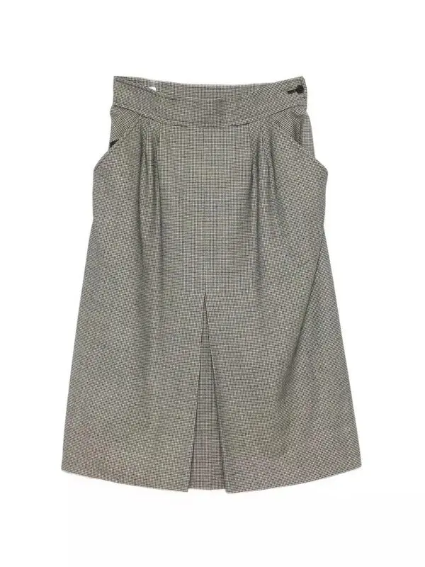 Saint Laurent 1980s Houndstooth Pleated Skirt