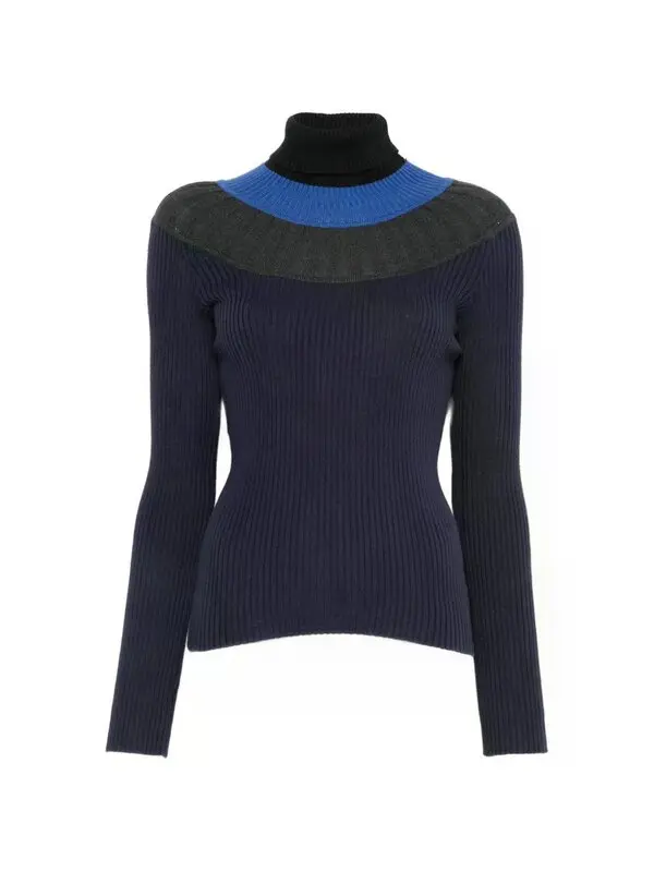 Giorgio Armani 2000s Ribbed Roll-neck Sweater - Blue