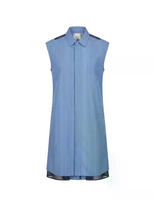 Sacai Pleated Striped Dress - Blue