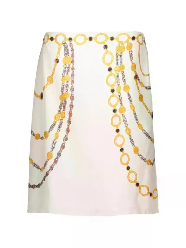 Versace Printed Silk-twill Skirt - Neutrals