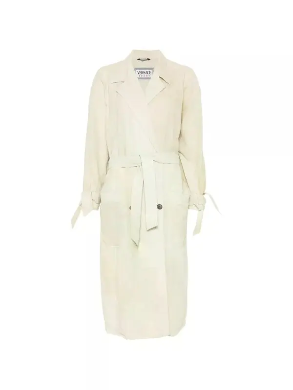 Versace 1980s Belted Double-breasted Coat - Neutrals
