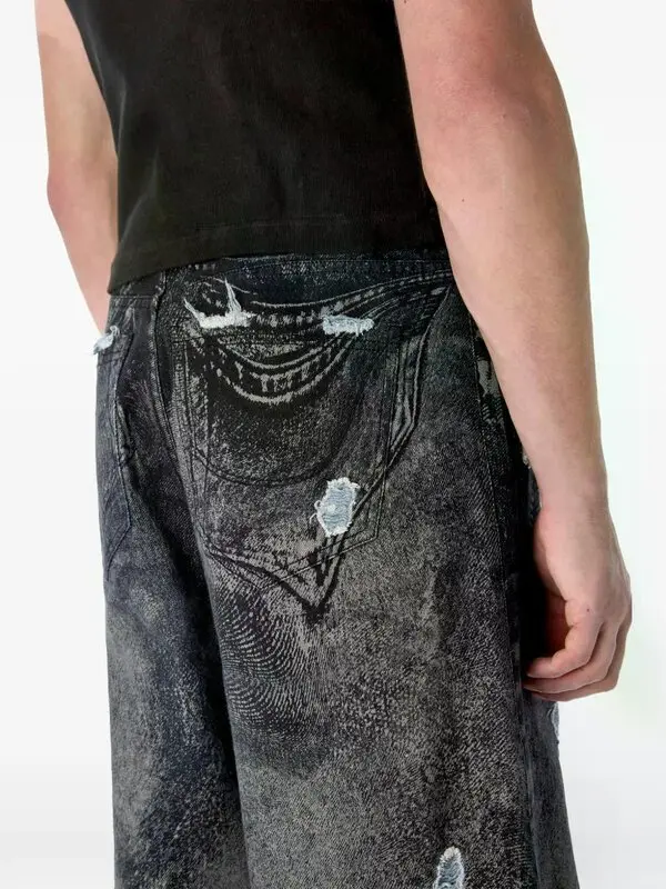 Camper Distressed Denim Shorts - Black