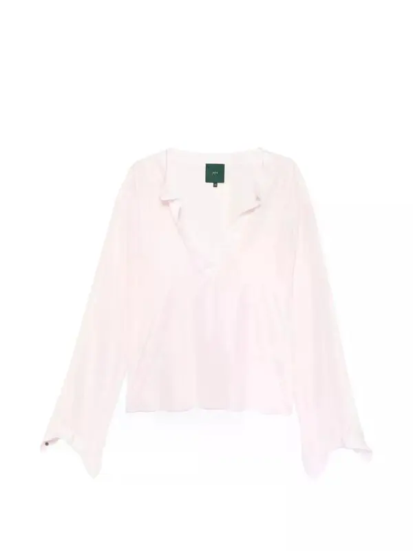 MAISON JEJIA Satin V-neck Blouse - Pink