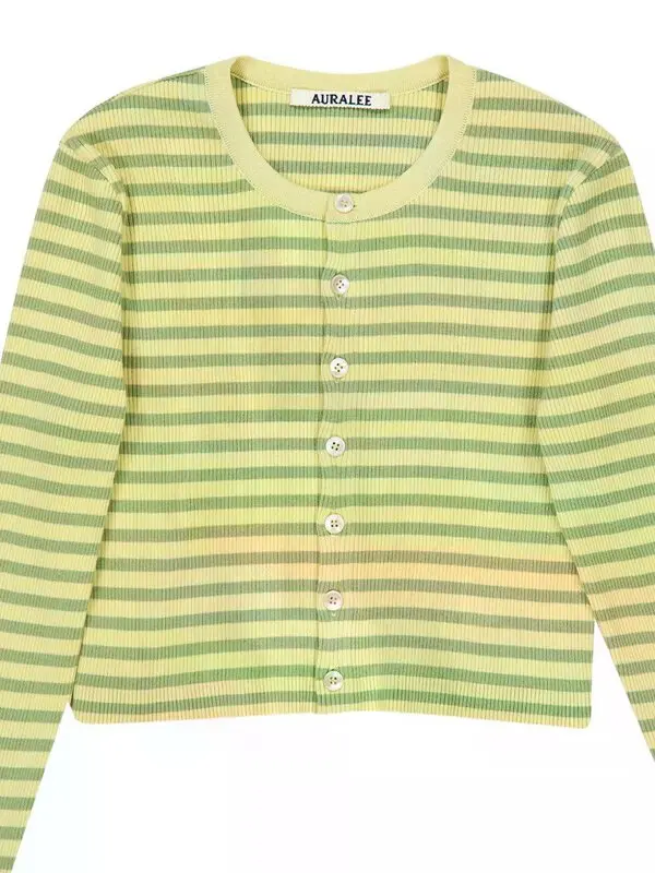Auralee Striped Ribbed Cardigan