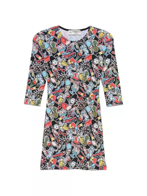 Fiorucci Graphic-print Mini Dress - Black