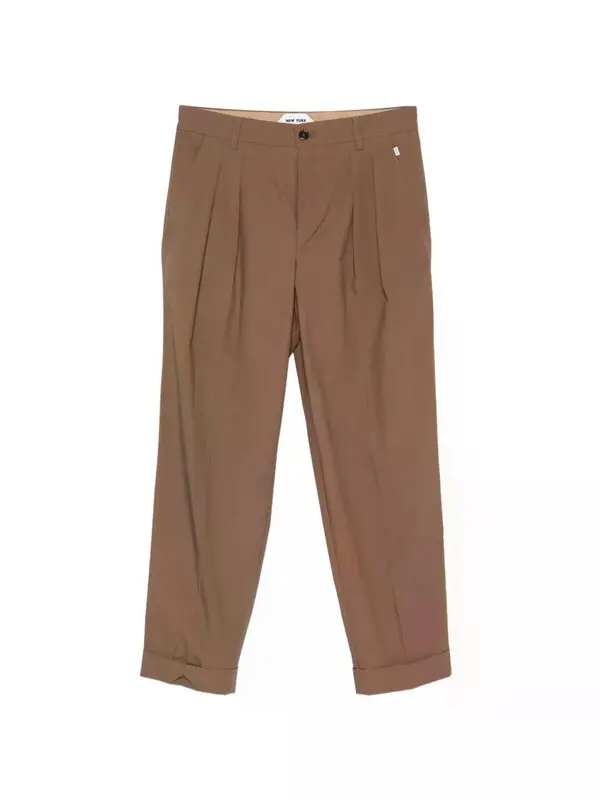 NEW YORK RESIDENT John Pleated Turn-up Trousers - Brown