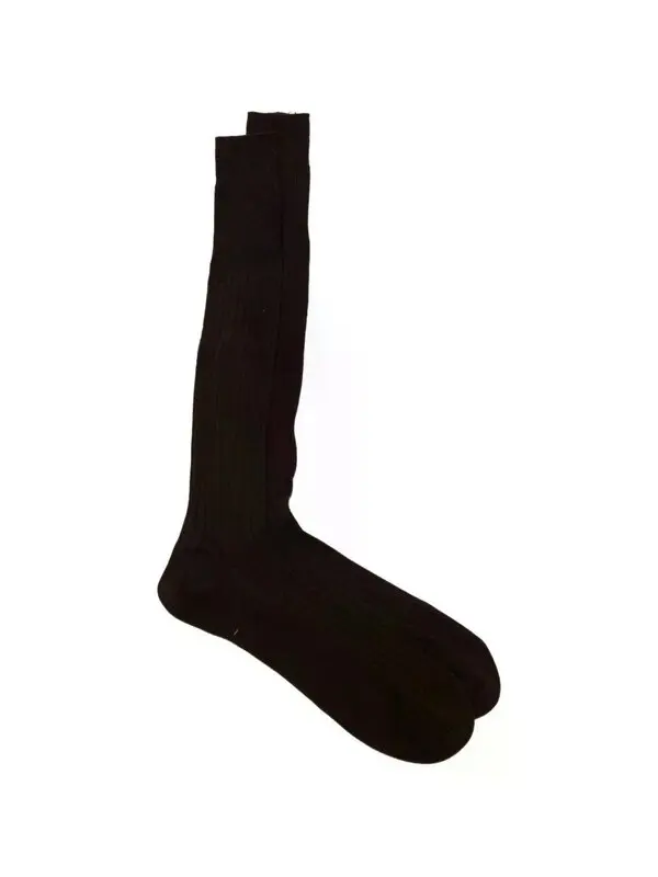 Zegna Logo-print Knee Socks - Brown