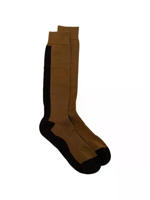 Zegna Logo-print Color-block Socks - Brown