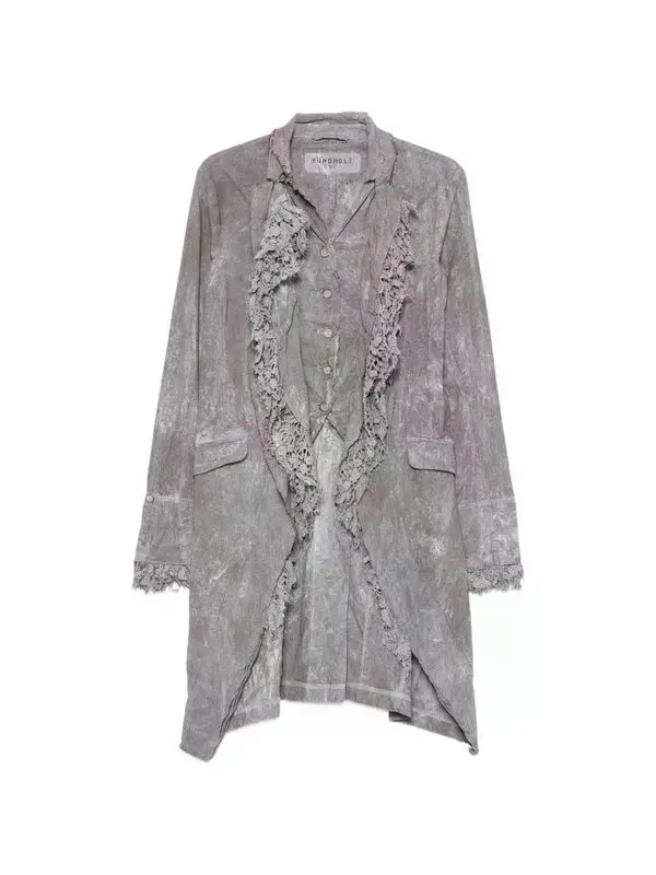 RUNDHOLZ Lace-trimmed Acid-wash Coat - Grey
