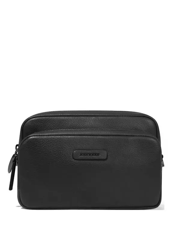 PIQUADRO Grained-leather Crossbody Bag - Black