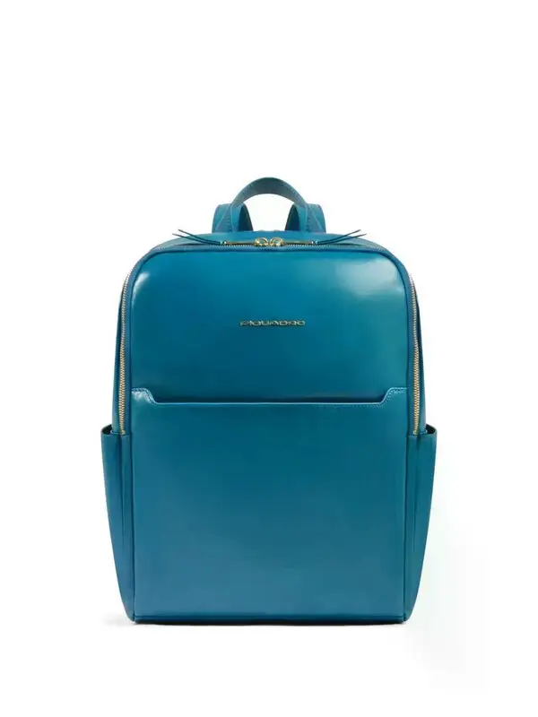 PIQUADRO Leather Laptop Backpack - Blue