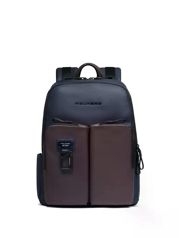 PIQUADRO 14 Laptop Grained Leather Backpack - Blue