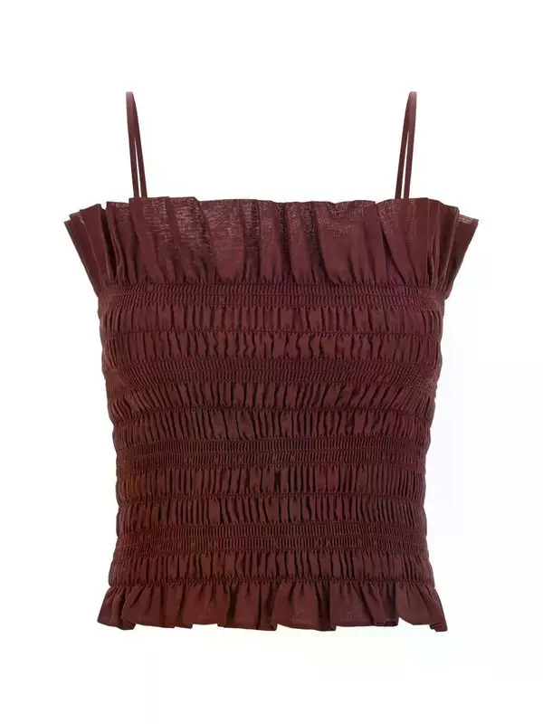 Andamane Suri Smocked Sleeveless Top - Red
