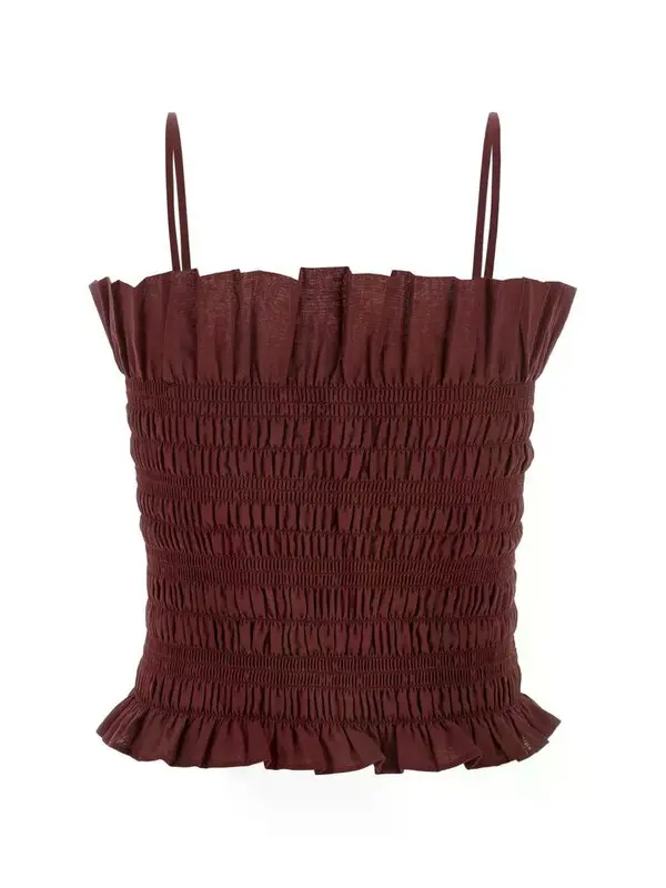 Andamane Suri Smocked Sleeveless Top - Red