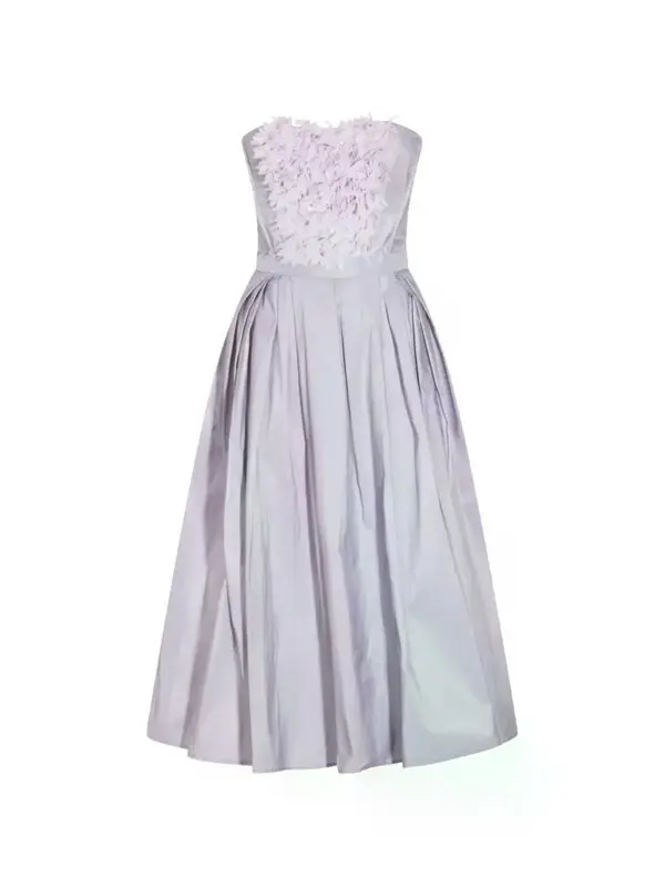 Elisabetta Franchi Floral-appliqué Strapless Midi Dress - Purple