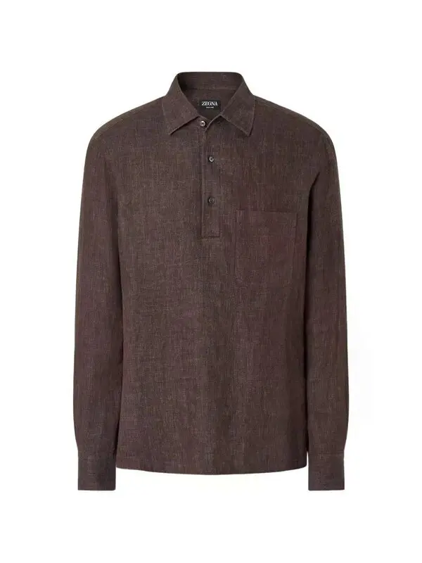 Zegna Oasi Linen Polo Shirt - Brown