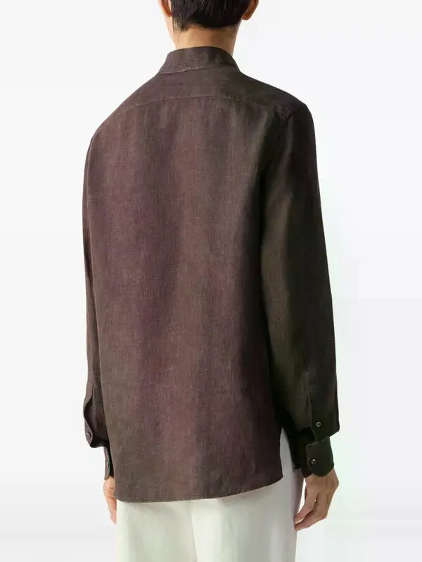 Zegna Oasi Linen Polo Shirt - Brown