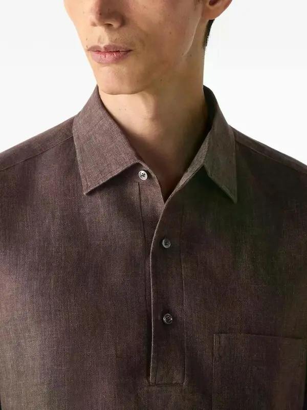 Zegna Oasi Linen Polo Shirt - Brown