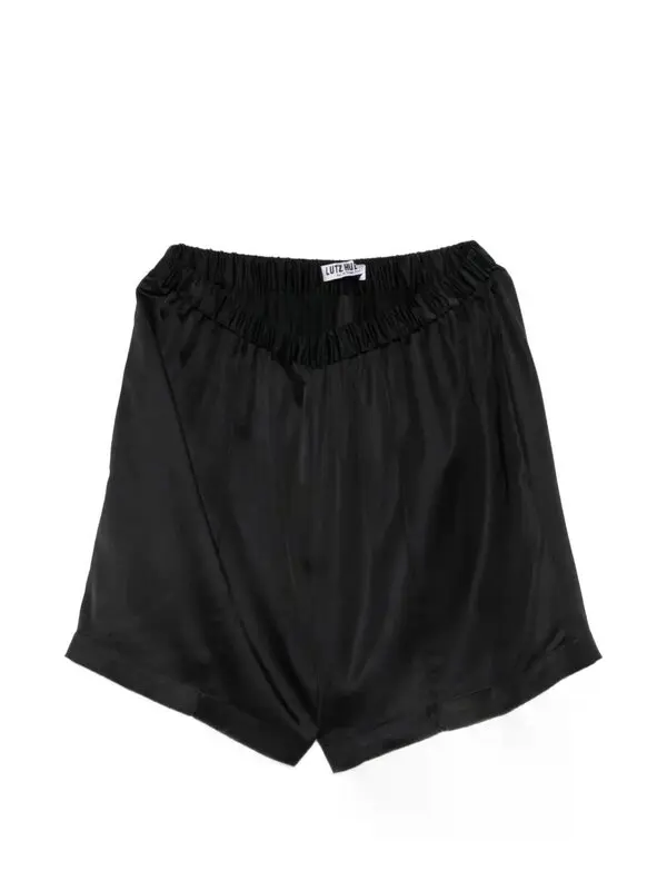 LUTZ HUELLE Elasticated-waistband Satin Shorts - Black