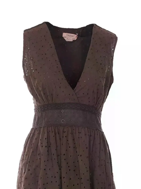 TWINSET Broderie-anglaise Flounced Dress - Brown