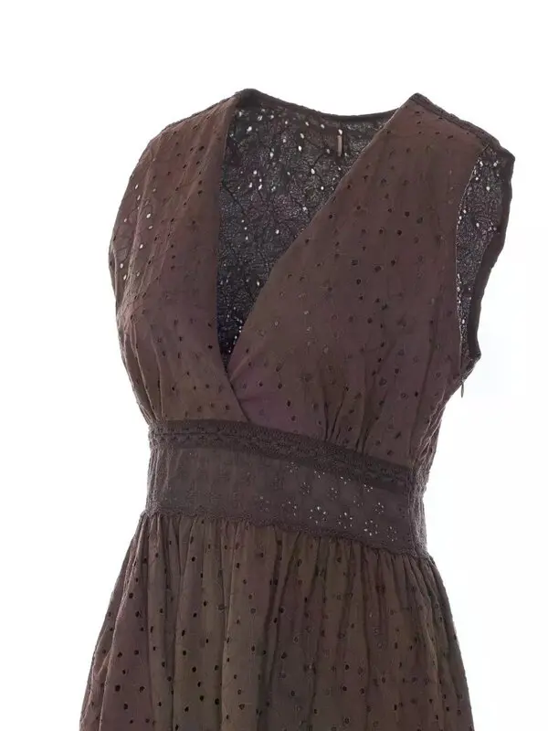 TWINSET Broderie-anglaise Flounced Dress - Brown