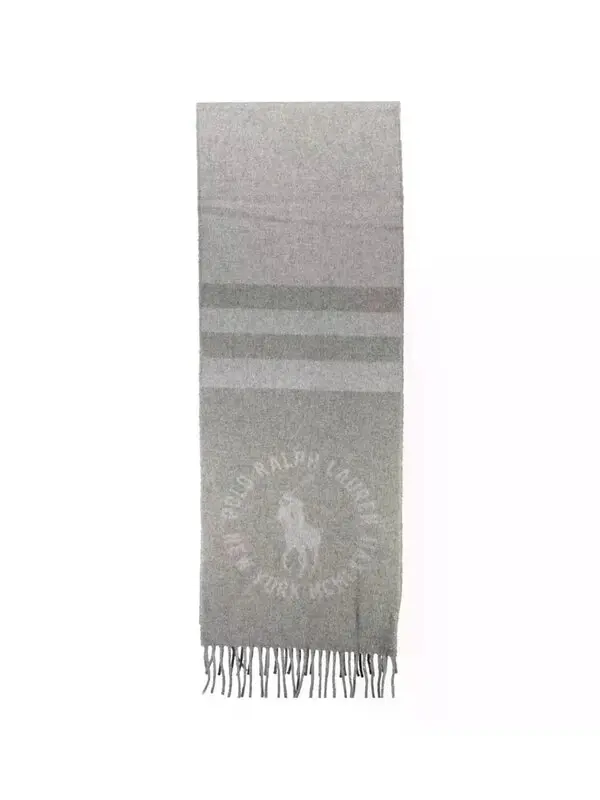 Polo Ralph Lauren Logo-print Striped Scarf - Grey