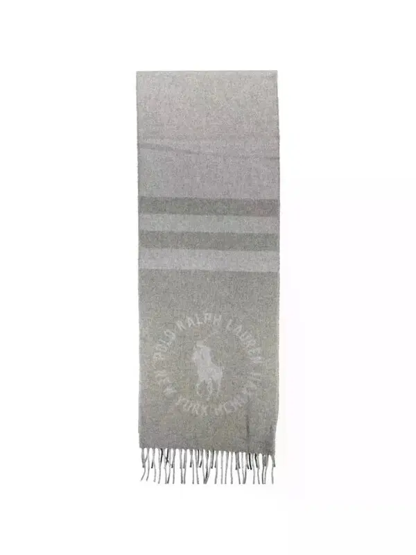 Polo Ralph Lauren Logo-print Striped Scarf - Grey