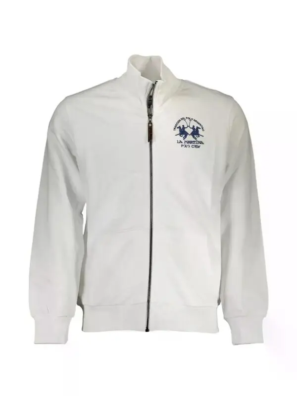LA MARTINA Logo-embroidered Zip-up Sweater - White