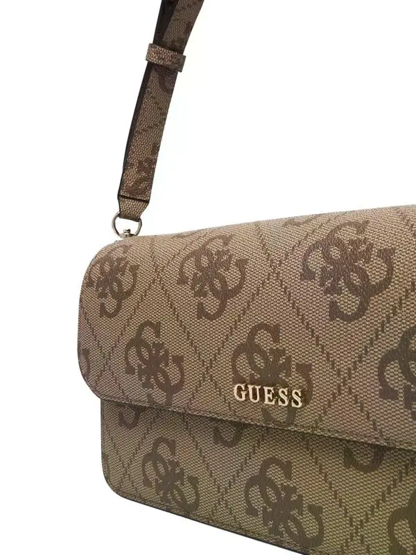 Guess Monogram Crossbody Bag - Brown