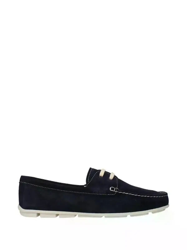 Prada Lace-up Suede Boat Shoes - Blue