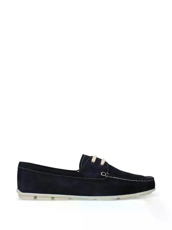 Prada Lace-up Suede Boat Shoes