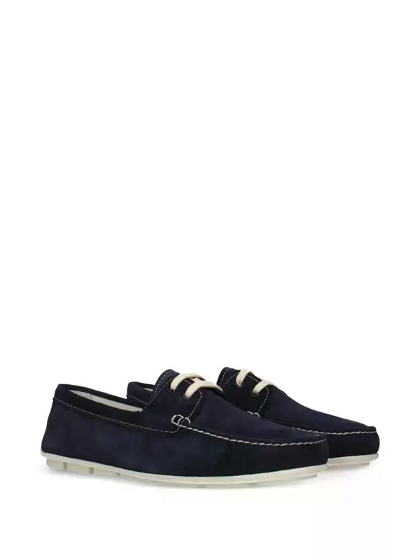 Prada Lace-up Suede Boat Shoes