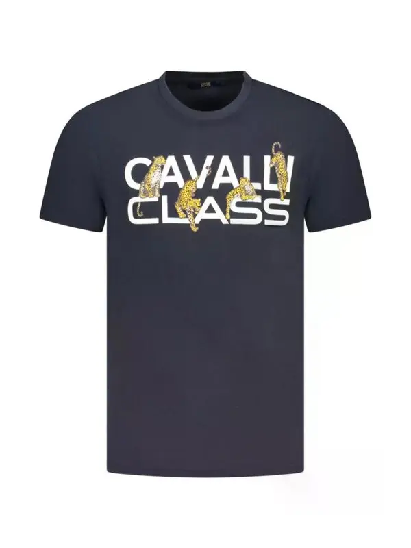Roberto Cavalli Leopard-print Logo T-shirt - Blue