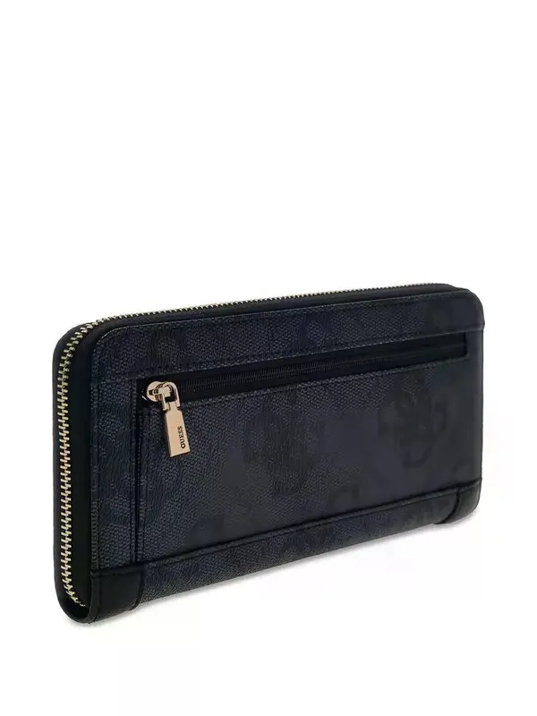 Guess Logo Patterned Zip Around Wallet