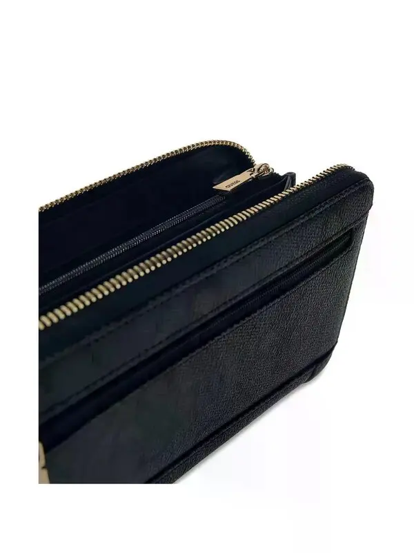 Guess Logo Patterned Zip Around Wallet