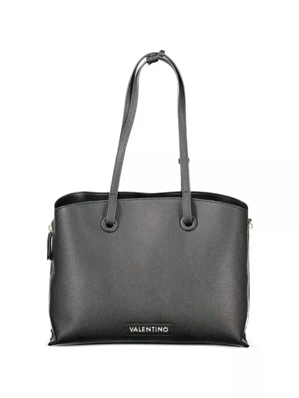 MARIO VALENTINO Grained Tote Bag With Logo Lettering - Black
