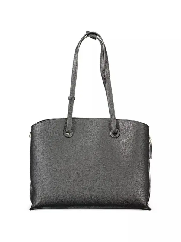 MARIO VALENTINO Grained Tote Bag With Logo Lettering - Black