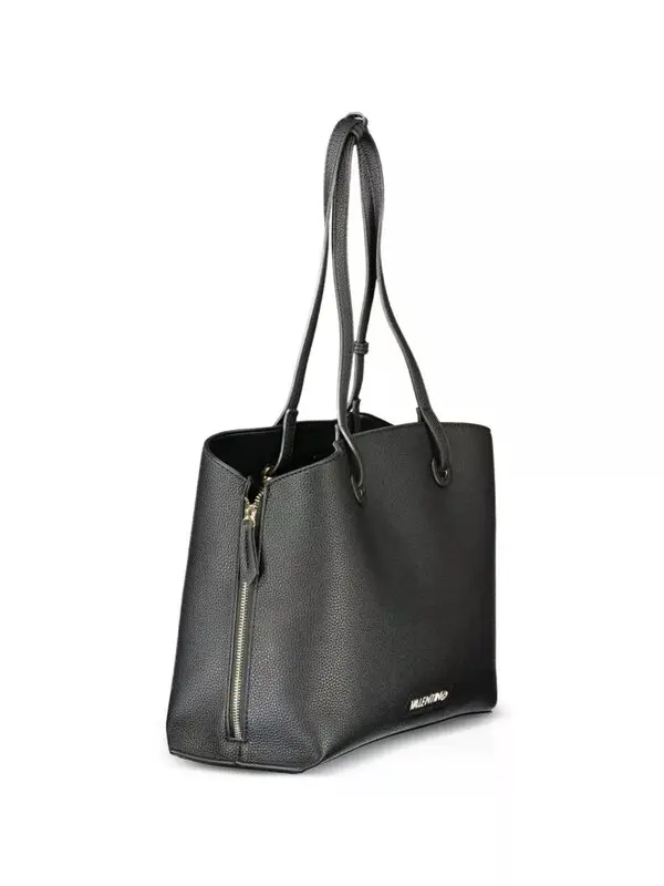 MARIO VALENTINO Grained Tote Bag With Logo Lettering - Black
