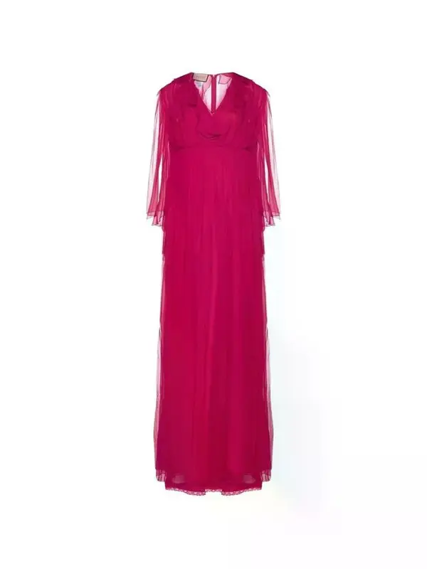 Gucci Ruffled Silk Maxi Dress - Pink