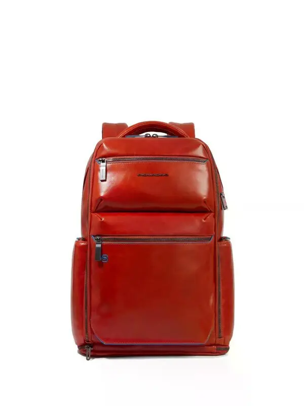 PIQUADRO Personalizable Leather Laptop Backpack - Orange