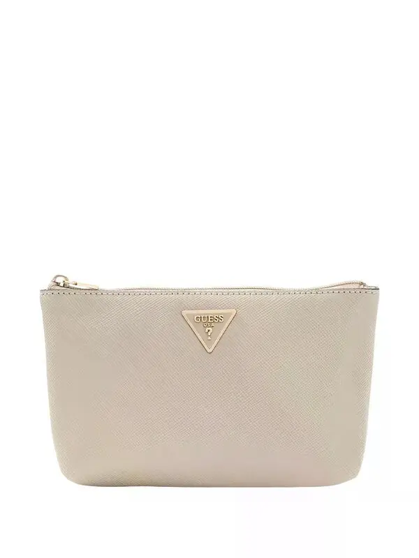 Guess Logo-plaque Makeup Bag - Neutrals