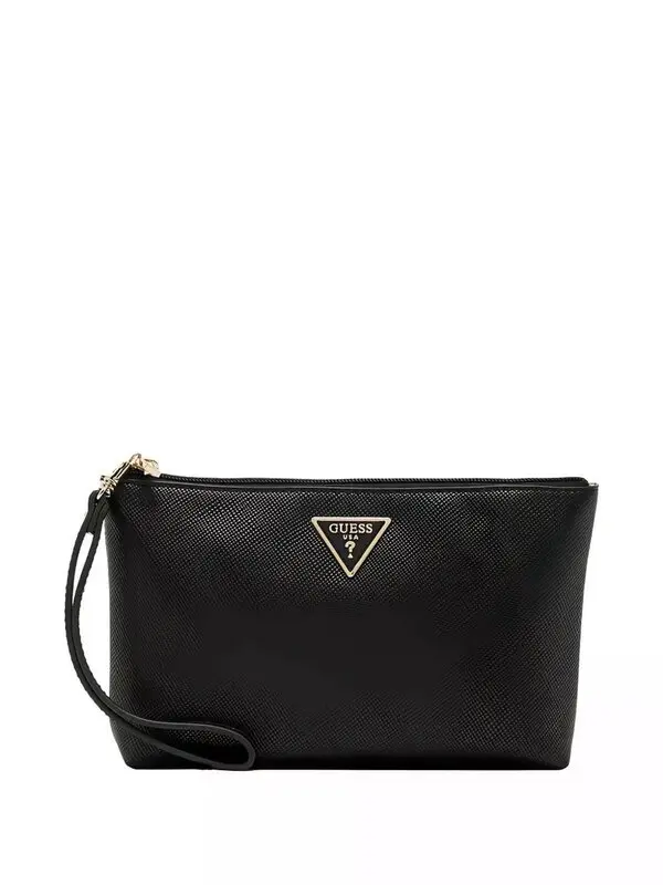 Guess Laurel Logo-patch Make Up Bag - Black