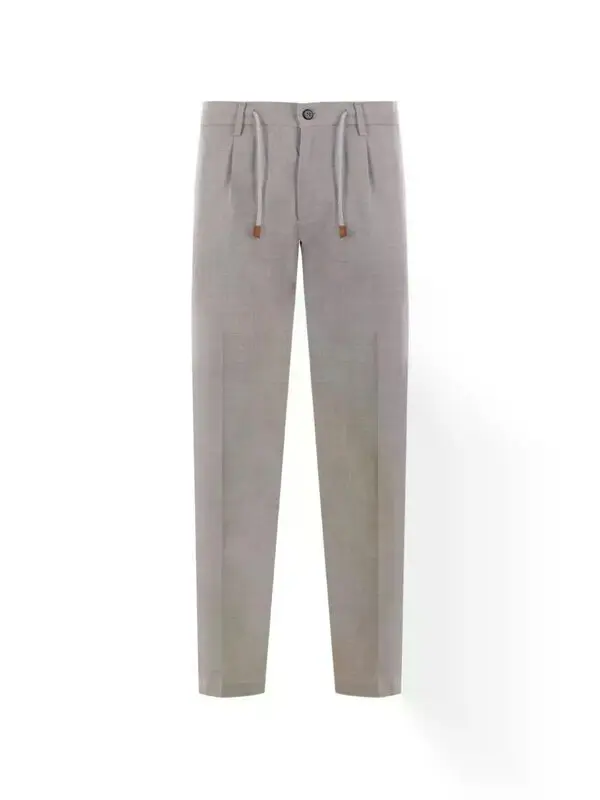 Eleventy Drawstring-waist Pleated Trousers - Grey