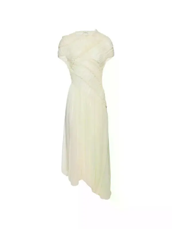 Magda Butrym Ruched Ruffled Dress - Neutrals