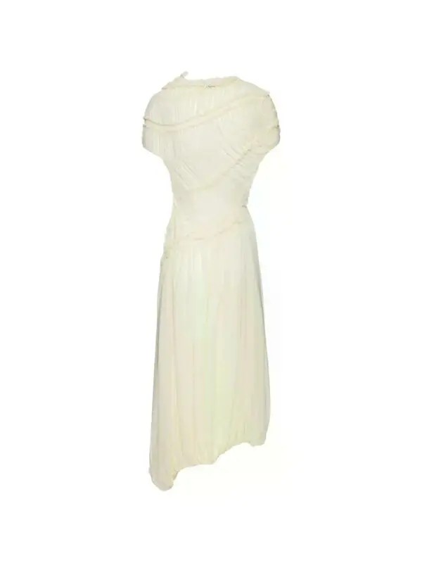 Magda Butrym Ruched Ruffled Dress - Neutrals