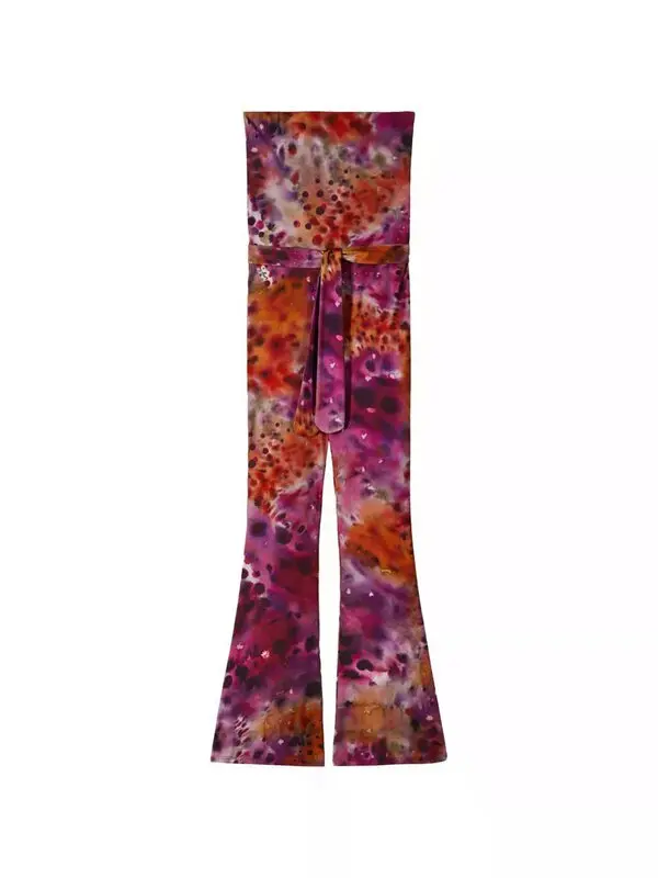 Patrizia Pepe Floral-print Strapless Jumpsuit - Purple
