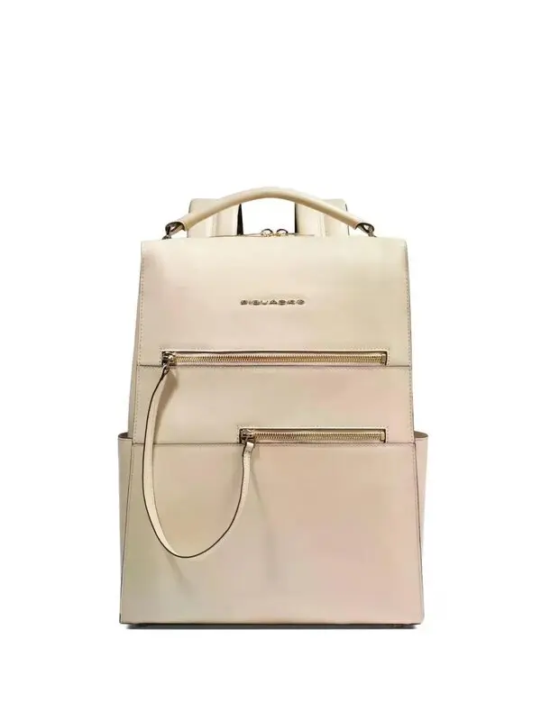 PIQUADRO Patricia Zip Leather Backpack - Neutrals